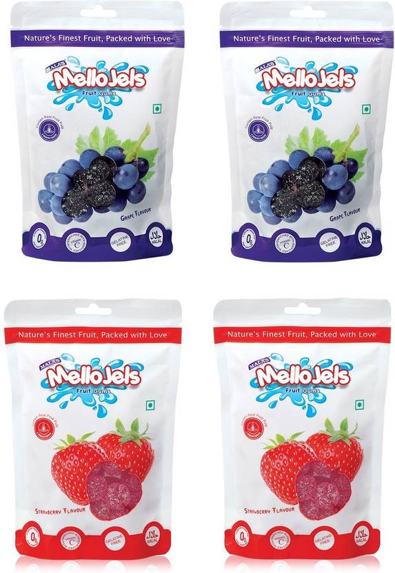 Mala’s MelloJels Fruit Gums Grape + Strawberry (150g X4) (600g ...