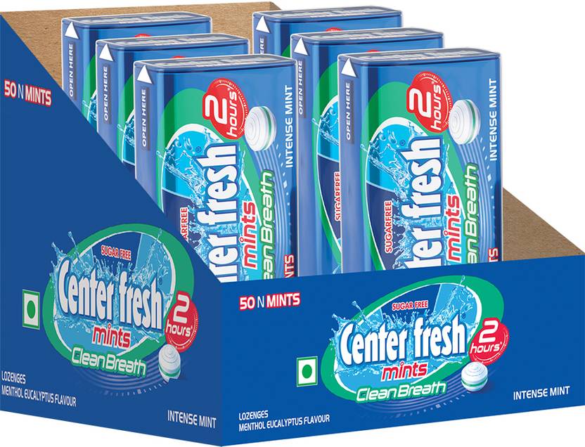center fresh Clean Breath Sugar Free Mints Menthol Eucalyptus Mouth ...