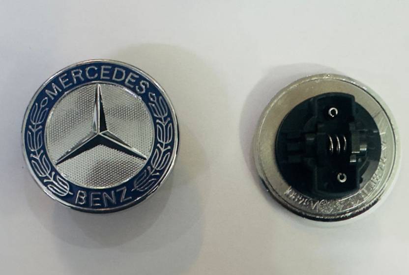 AUTO MT Chrome-Blue Mercedes Benz Star Emblem Front Hood Ornament Badge ...
