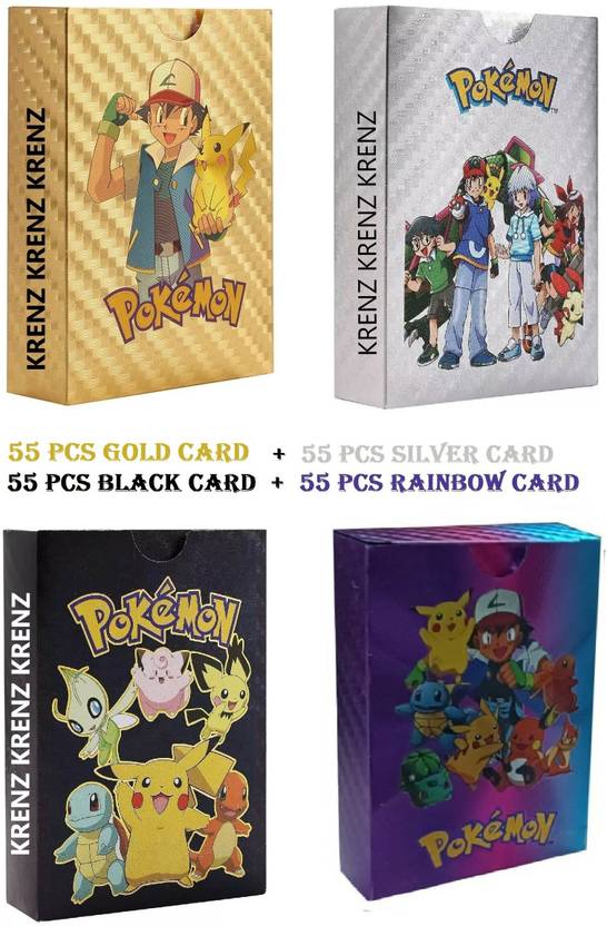 MOONZA Pokemon Playing Cards 55 Gold, 55 Silver, 55 Rainbow & 55 Black ...