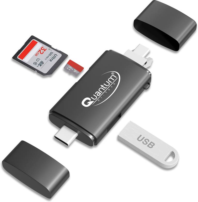 QUANTUM 3 in 1 OTG and Hub with Type-C, USB & Micro Ports Card Reader ...