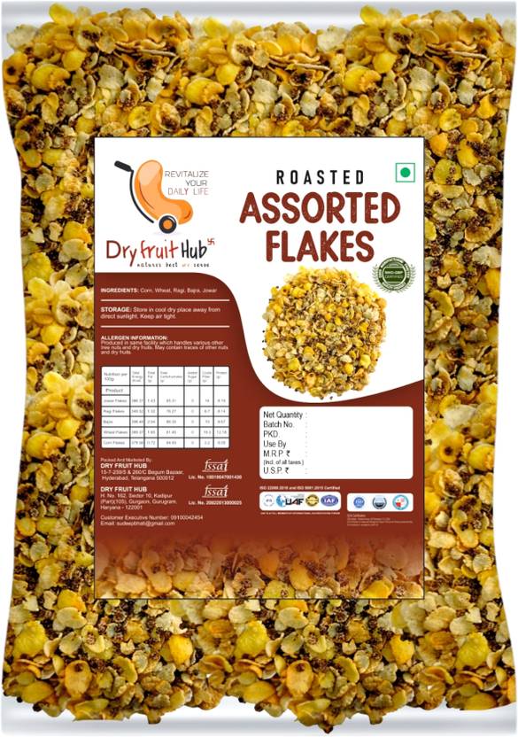 Dry Fruit Hub Roasted Assorted Flakes 250g Corn,Wheat,Jowar ,Bajra,Ragi ...