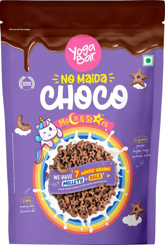 Yogabar No Maida Choco Moons and Stars Cereal 345g | 7 Wholegrains ...