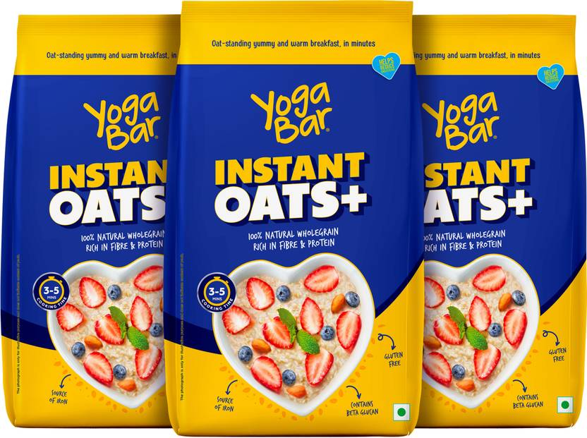 Yogabar Instant Oats 3kg|Premium Plain Oats|Gluten Free|Cooks in 3 mins ...
