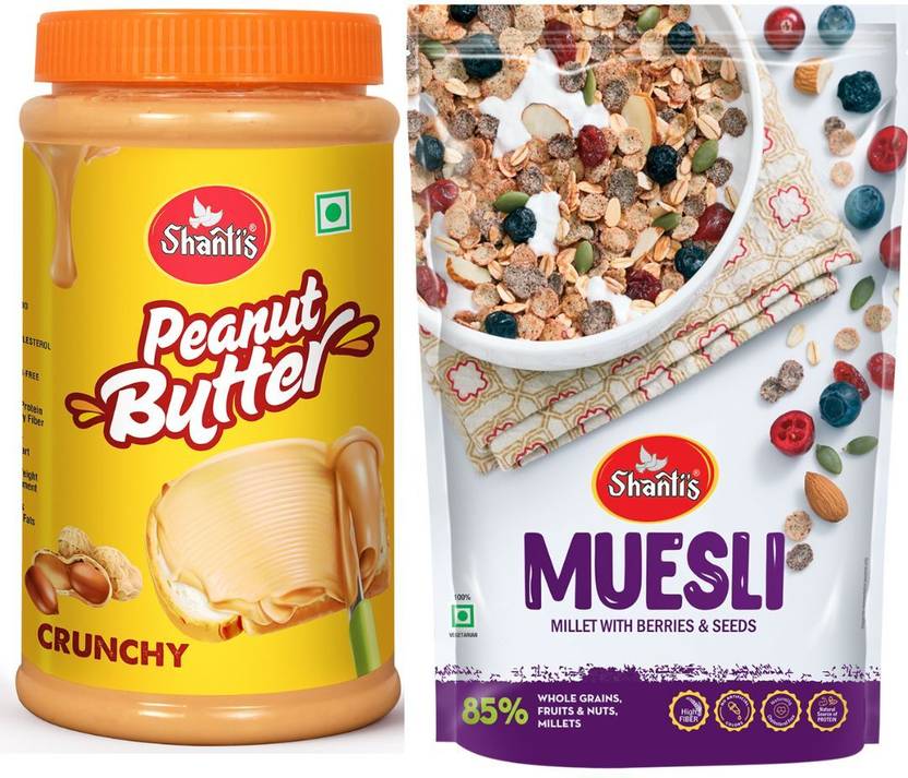 Shantis Natural Crunchy Peanut Butter Millet Berries And Seeds Muesli Breakfast Cereal Jar Price