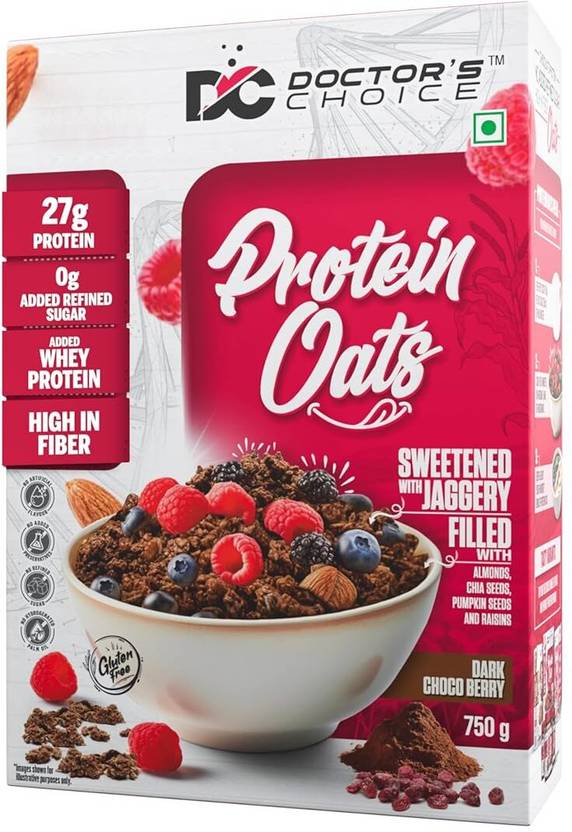 DOCTOR'S CHOICE Protein Oats, 27g Pure Protein, Jaggery Sweetened, No ...