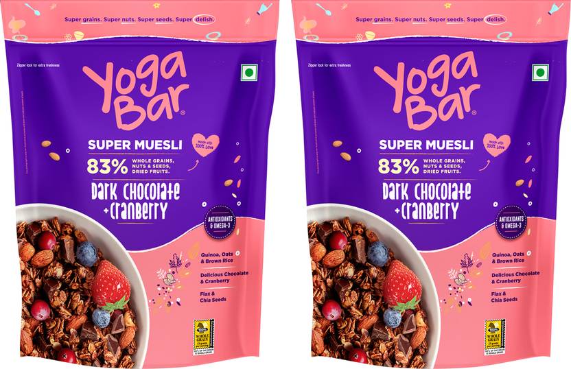 Yogabar Muesli 1.4kg Dark Chocolate&Cranberry|Breakfast Cereal with Nuts&Seeds|700g x 2 Pouch ...