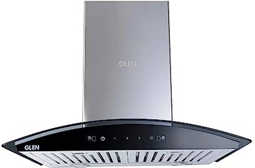 Glen 6071 Chimney Curved Glass With Motion Sensor Baffle filter 60CM Auto Clean Wall Mounted ...