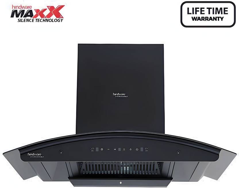 Hindware ZINNIA BLK 90 | MaxX SILENCE CHIMNEY | Filterless | 4 Speed Gesture Control | Auto ...