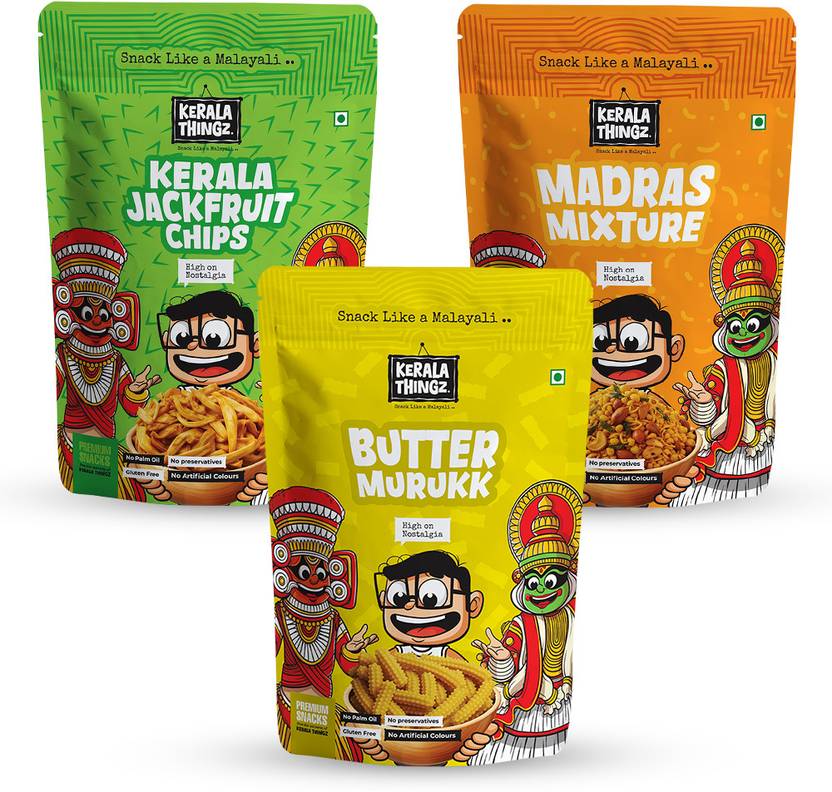 Kerala Thingz Combo 450g, Jackfruit Chips 150g, Madras Mixture 150g ...