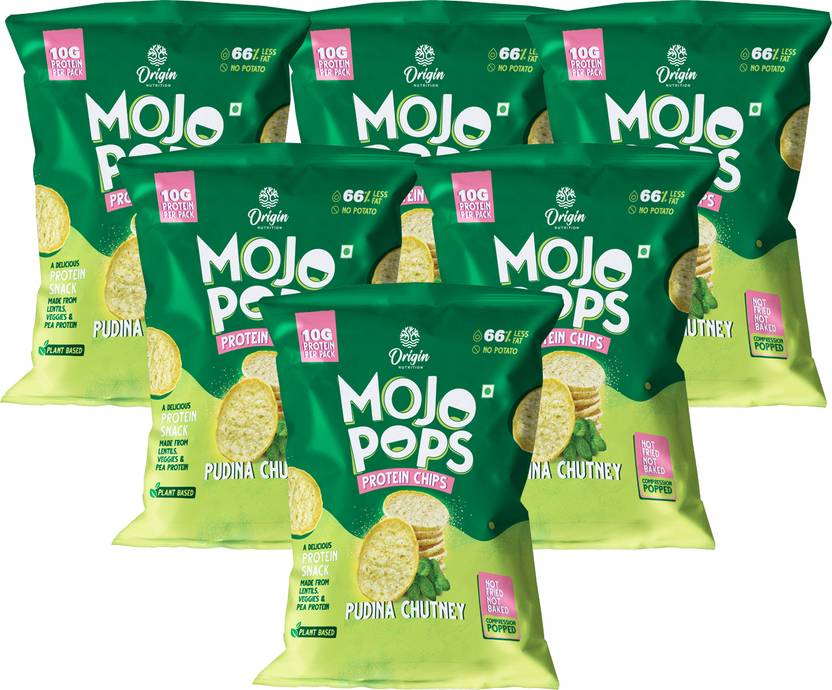 Origin Nutrition Mojo Pops Plant Based Protein Chips Pudina Chutney ...