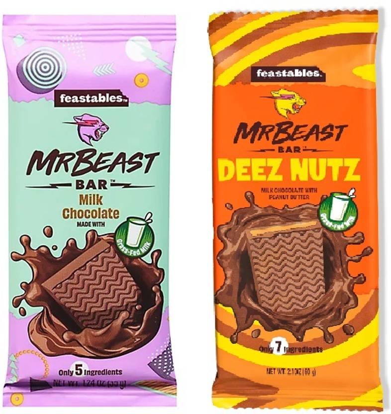 Mr Beast Feastables Variety Pack Of Milk Chocolate, & Deez Nutz ...