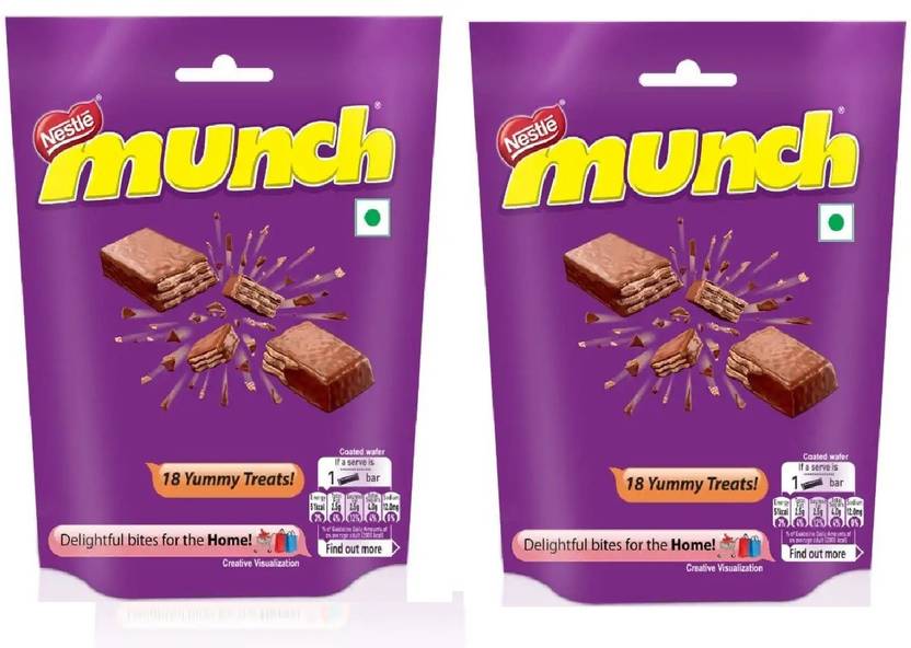 NESTLE Munch Chocolate Coated Crunchy Wafer, Share Pack 187g (Pack Of 2 ...