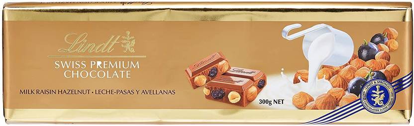 LINDT Swiss Premium Chocolate - Gold Tab 300G (Rasin Hazelnut) Bars ...