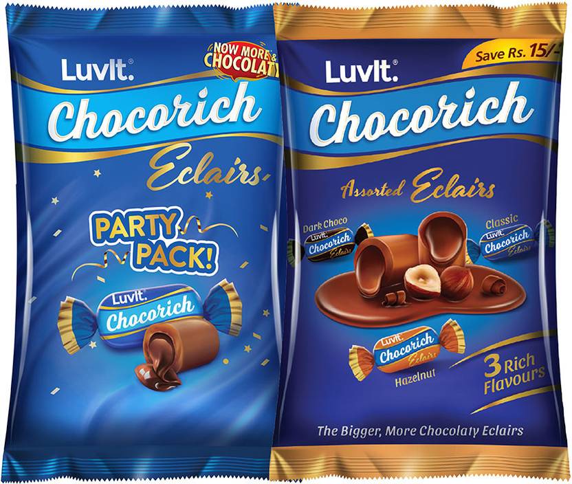 LuvIt Chocorich Assorted Eclairs | Birthday Party Pack | Hazelnut,Dark ...