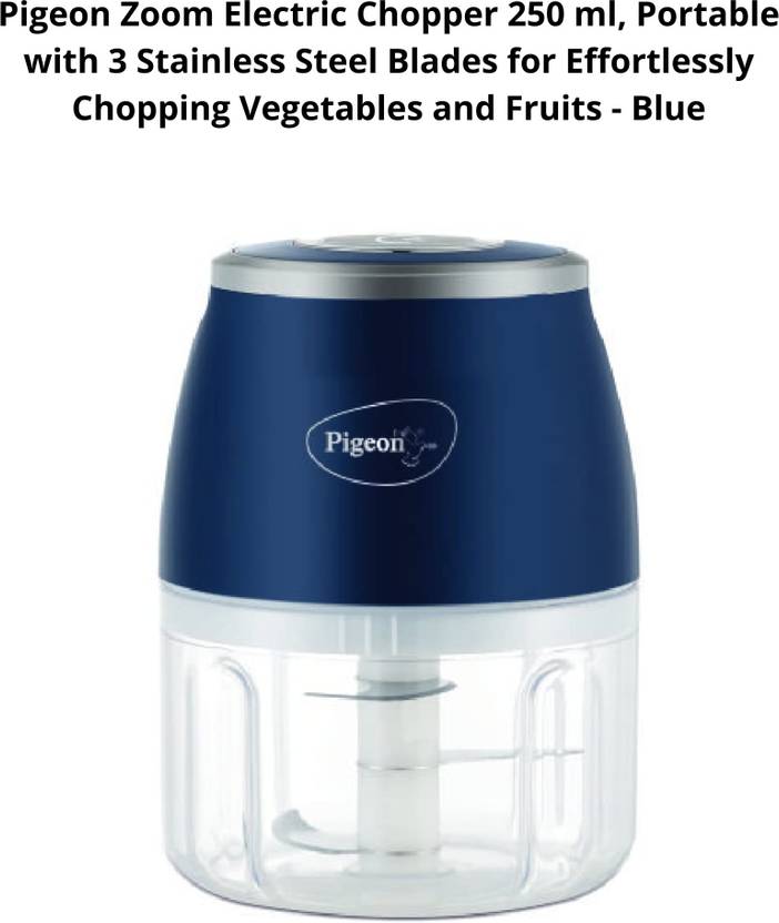 Pigeon Zoom 250 ml Portable, 3 Stainless Steel Blades (Blue) Vegetable ...