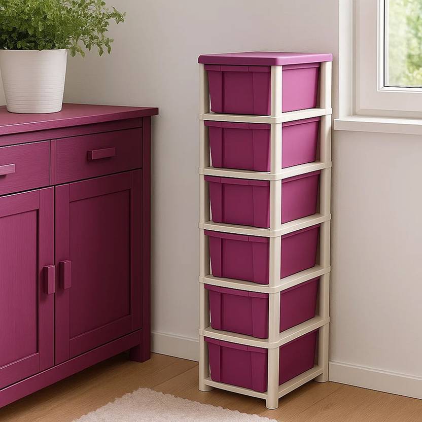 MAXTID 6 Layer Pink Modular Drawer MultiPurpose for Home Office ...