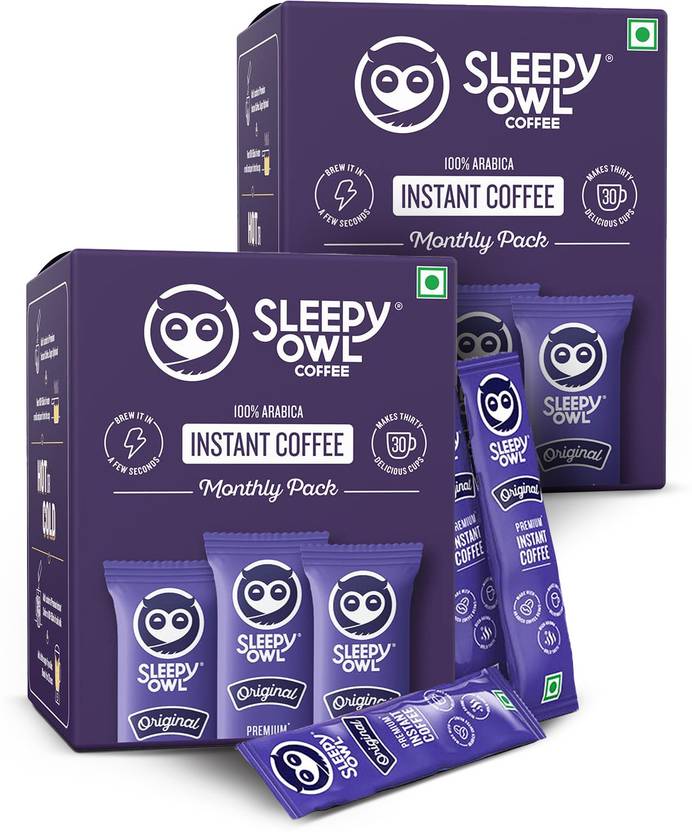 Sleepy Owl Original Instant Coffee Sachets | Set of 2 | Pack of 30 x 2 ...