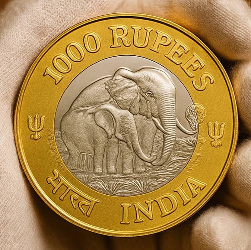 Luxury 1000 Rupees 2025 Elephants, India, Biometallic, Old Unique ...