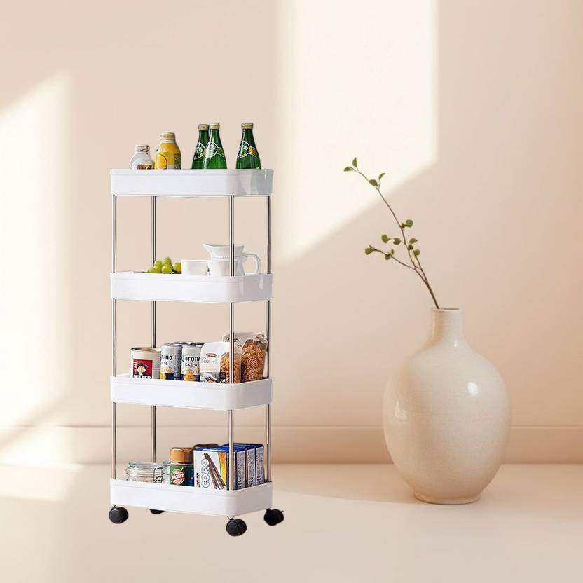 Prizam 4 Compartments Plastic Kitchen Trolly. (White) home and kitchen ...