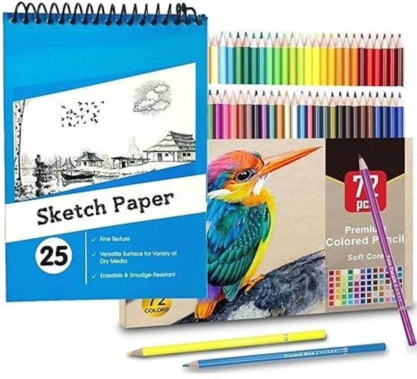 Flipkart.com | Corslet 72 Pcs Colour Pencils Soft Core With A5 Sketch ...
