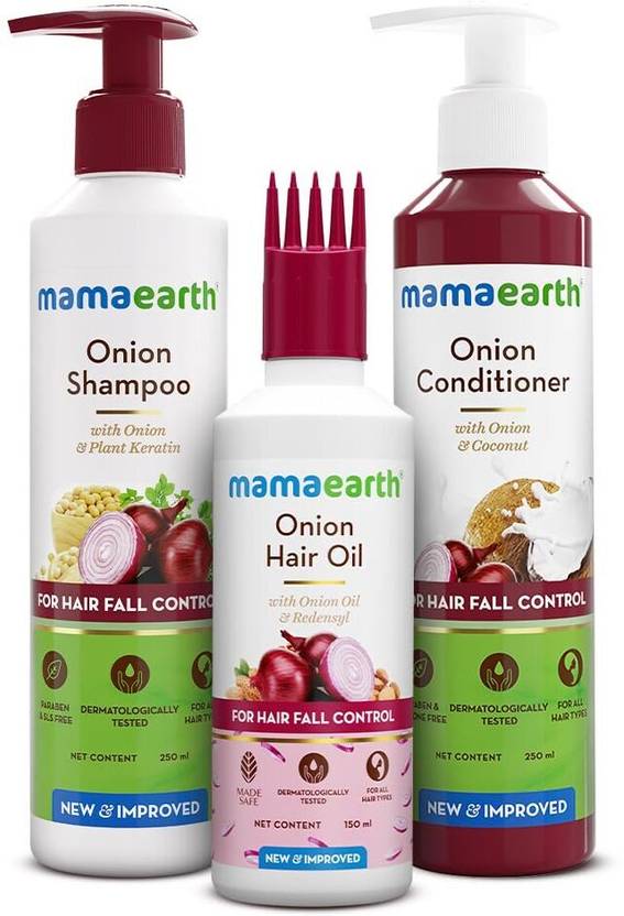 Mamaearth "Anti Fall Spa Range with Onion Hair Oil + Shampoo + Conditioner for Control" Price in ...