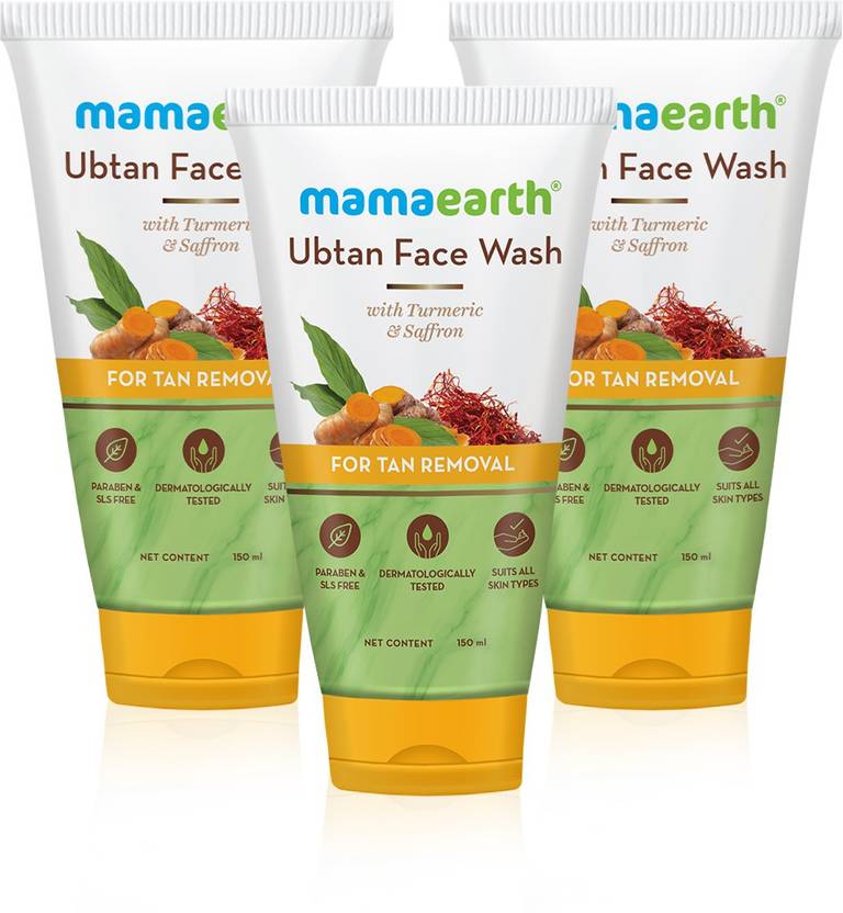 Mamaearth Ubtan Natural With Turmeric And Saffron Pack Of 3 Face Wash