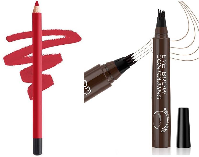 Maryville soft and smooth eyebrow pen & red perfect lip liner pencil ...