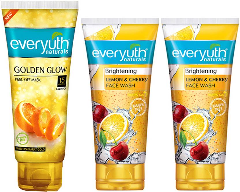 Everyuth Naturals Golden Glow Peel off Mask (100g), Lemon & Cherry Face ...