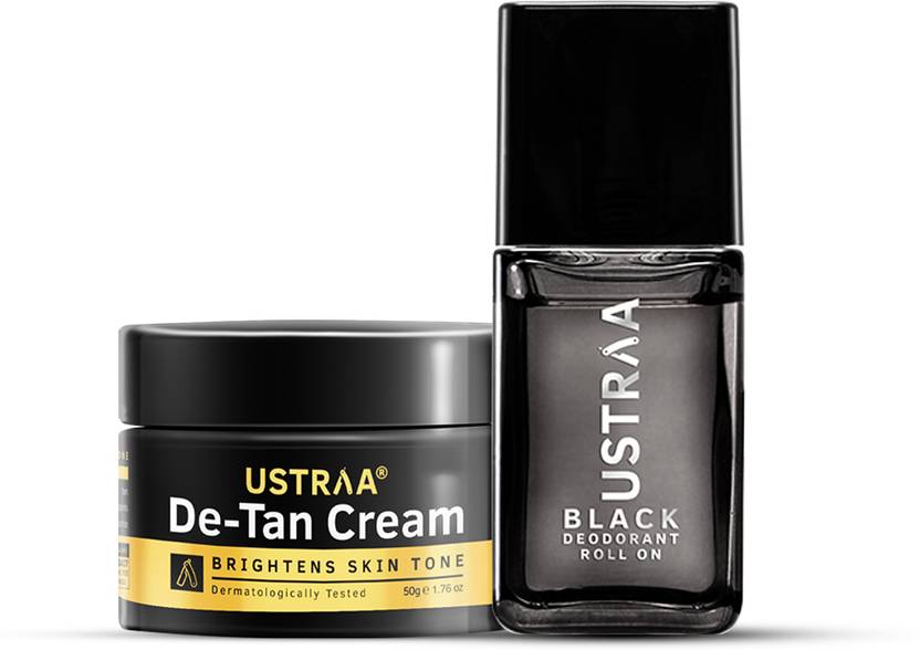 USTRAA De tan Face Cream For Men -50g & Black Deodorant Roll On -50ml ...