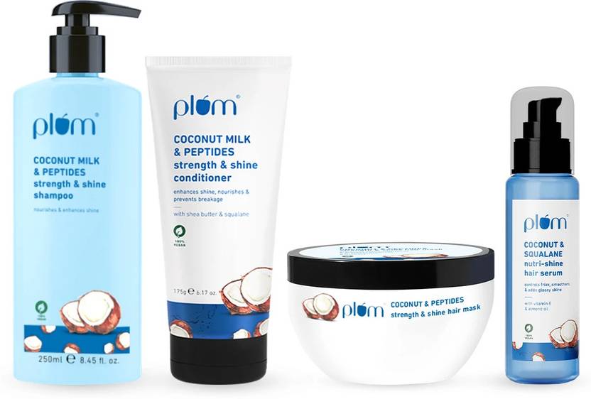 Plum Coconut & Peptides Strength & Shine Combo | Shampoo, Conditioner ...