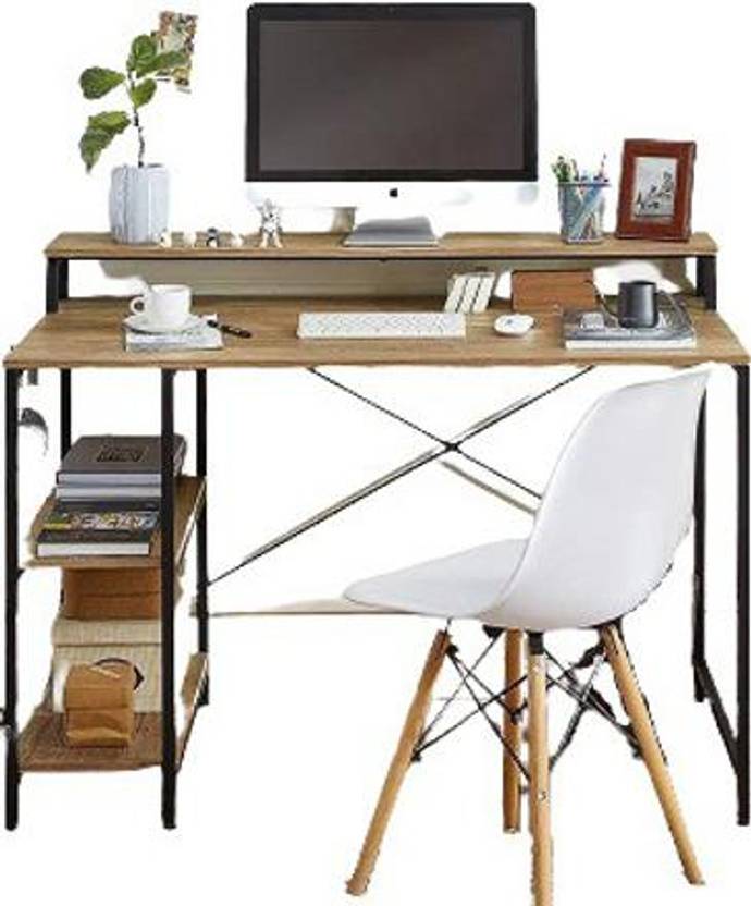 TEKAVO Computer Table with Monitor Riser and Storage Shelves (120x60x87 ...