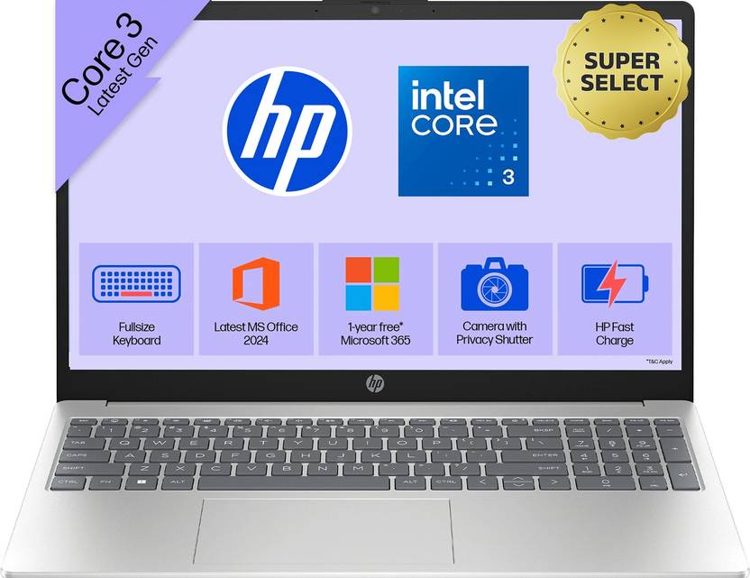 HP 15 Intel Core 3 14th Gen 100U - (8 GB/512 GB SSD/Windows 11 Home) 15 ...