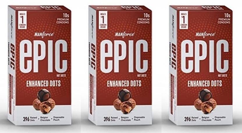 MANFORCE Epic Hot Dots Enhanced Dotted Premium Condoms For Men - Pack ...