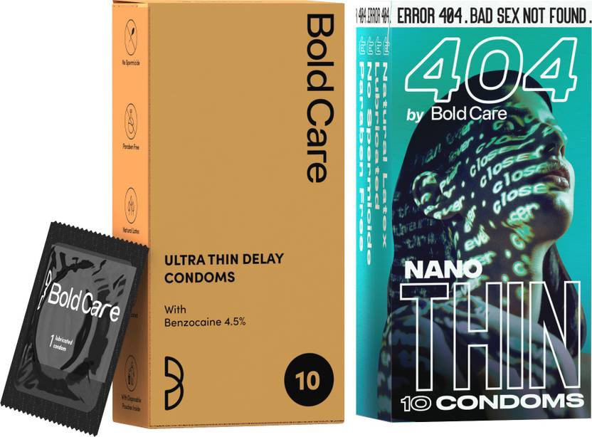 Bold Care Nano Thin condoms + Ultra Thin Delay Condoms - Super Saver ...