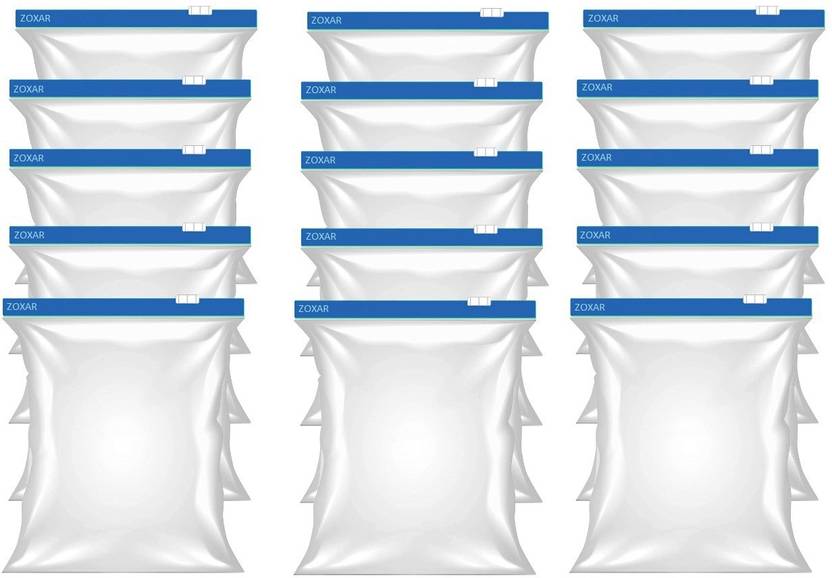 ZOXAR ZipLock Blue Pouches, Ziplock Bag For Storage, 15 RE-USABLE Bags ...