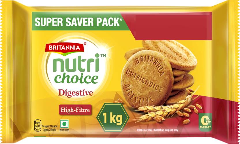 BRITANNIA NutriChoice High Fibre Biscuits Digestive Biscuit Price in ...