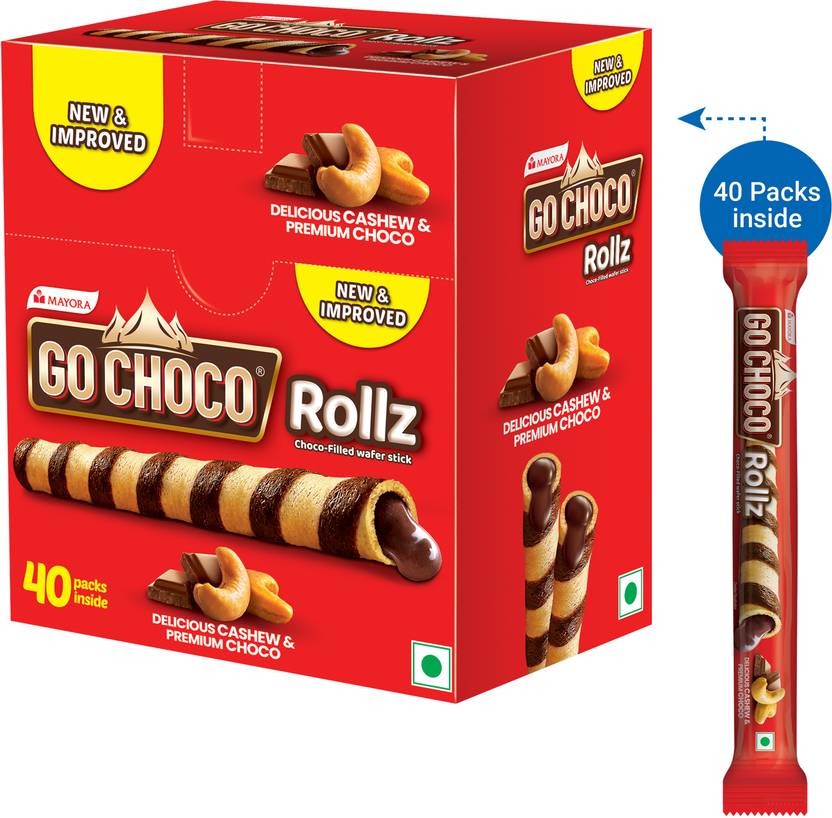 GO CHOCO Weelz Go Choco Rollz - Choco Filled Wafer Stick Pack of 2 (40 ...