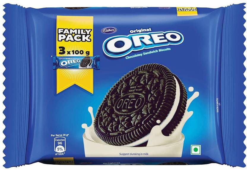 Cadbury Oreo Original Chocolatey Sandwich Biscuit Family Pack, 300g ...