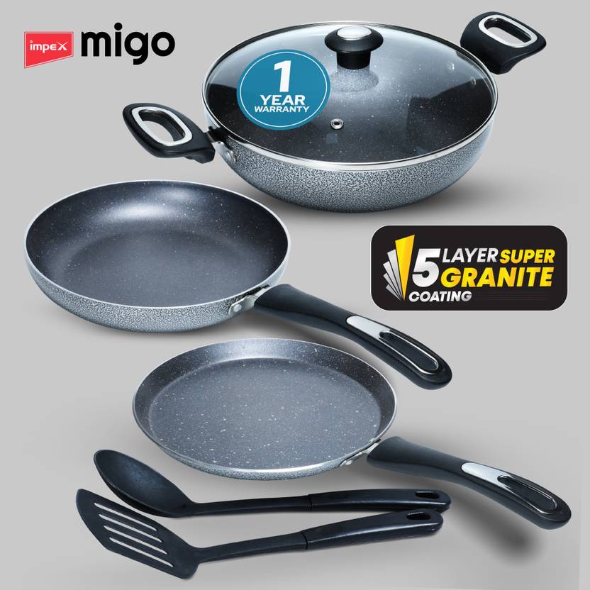 IMPEX Nonstick Granite 6 Pcs Festival Gift Set MFKT(6), 5 Layer Super ...