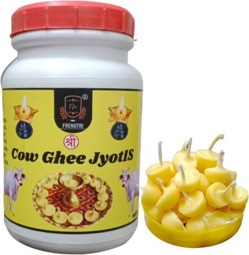 FRENUTRI Cow Ghee Diya for Puja, Ghee Batti/Wicks/Jyot for Puja Aarti ...