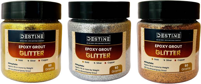 Destine GLITTER COMBO (GOLD,SILVER,COPPER) for Epoxy Grout | Glitter for Epoxy Grout | Crack ...