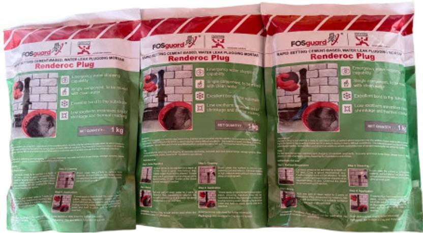 FOSROC Renderoc plug | (1 kg X 3 pcs) Rapid setting cement-based, water ...