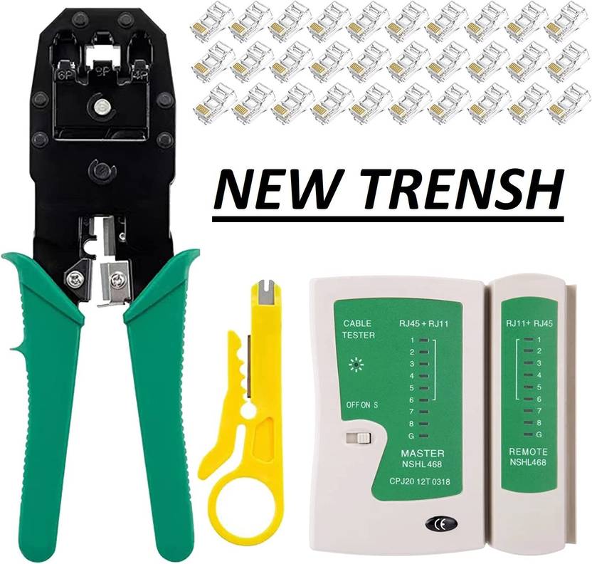BALRAMA RJ45 Crimping Tool COMBO 1 x Tool + 1 x Cable Tester, 50 x RJ ...