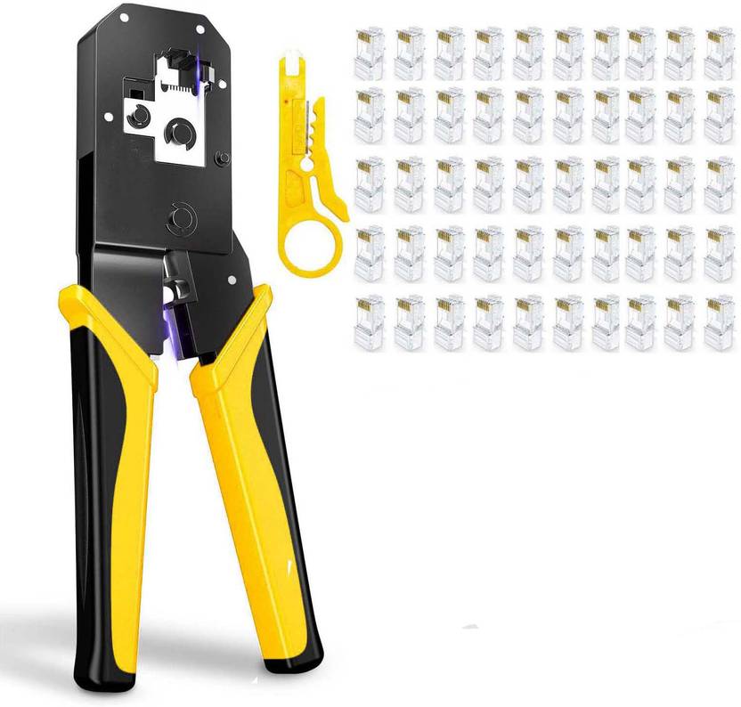 Sadow Rj45 Rj11 Crimping Tool- Ethernet Color Coding & 50 Pcs RJ45 Lan ...