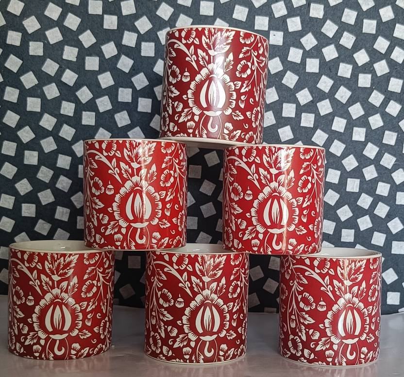 shailzz's Pack of 6 Bone China red Bone China Mona tea & coffee cup set ...