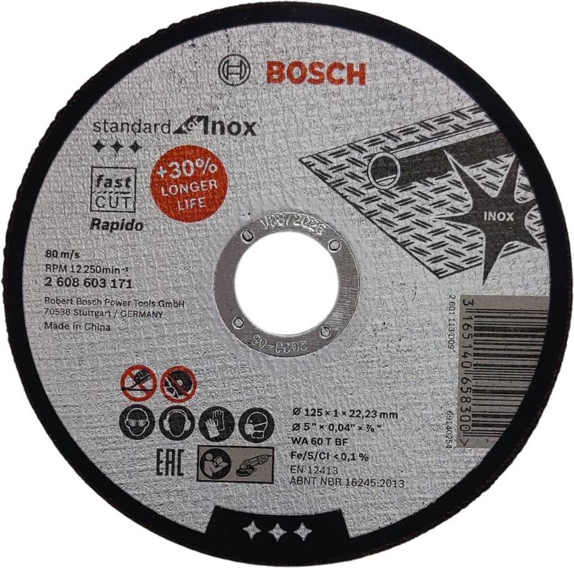 BOSCH AG5 Metal 5-inch Cut Off Wheel Set (White, Pack of 10) Metal ...