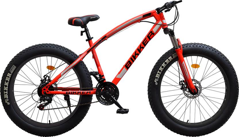 BIKKER Fat Tyre Cycle for Men with Dual Disc Brake, Front Suspension 26 ...