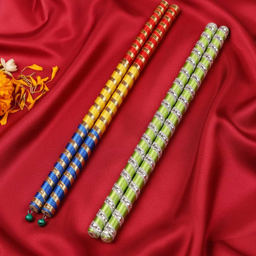 Cycle Pure Navratri Wooden Dandiya Sticks | 4 Pair | Traditional Garba ...