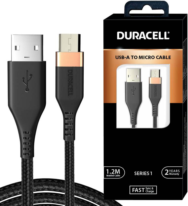 DURACELL Micro USB Cable 1.2 m USB A to Micro Cables, 2A Braided Sync ...